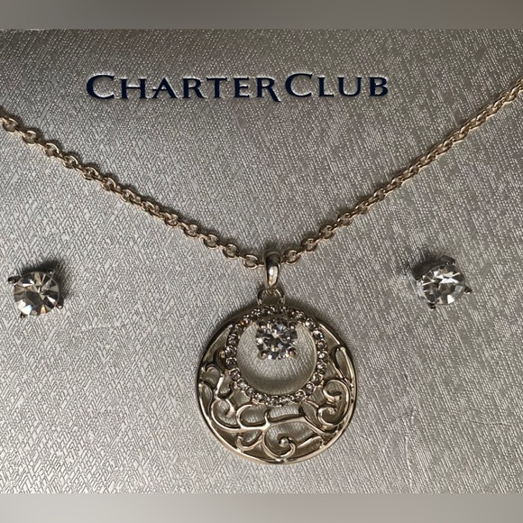 Charter Club | Jewelry | Charter Club Silver And Crystal Necklace ...
